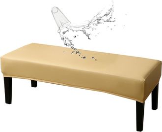 Generic Wasserdichter Esszimmerbankbezug Aus PU-Leder, Stretch-Schonbezug F&uuml;r Holzbank, Abnehmbar Und Waschbar, Universal-Gr&ouml;&szlig;e(Yellow,150cm(59.1in))