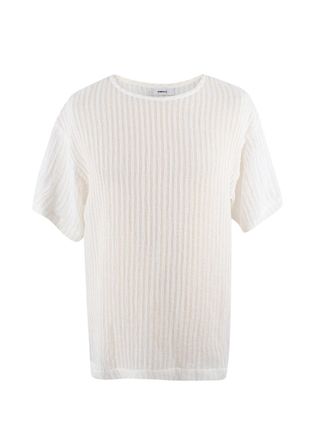 Commas White Linen Blend T-Shirt Size S
