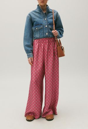 Claudie Pierlot Pantalon satin&eacute; imprim&eacute;