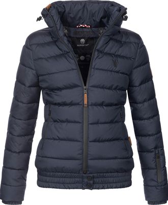 Marikoo Damen Steppjacke Poisen mit hohem Kragen & Teddyfleece-Taschen