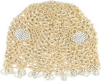 Paco Rabanne Femme, Accessoires, Jaune, Taille: ONE Size Natural Crochet Beanie