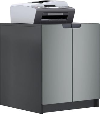 Vladon Druckerkommode Logan, Aktenschrank mit 2 Fächern und 2 Türen, Korpus in Schwarz matt, Fronten in Graphit seidenmatt, (51 x 60,5 x 54 cm)