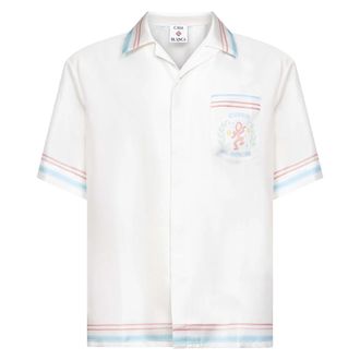 Casablanca Bedrucktes Seiden-Twill-Hemd - - Shirts - Herren - Wei&szlig; - M