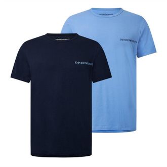 Emporio Armani EA7 - T-Shirt f&uuml;r Herren, Rundhalsausschnitt (2er-Pack) (Schwarz/Blau)