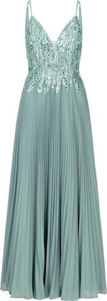 Apart Fashion Damen Abendkleid, Besticktes Spitzen & Chiffon Kleid, tiefer V-Ausschnitt, ärmelloses Maxikleid, verstellbare Träger, plissierter Langer Rock, formell