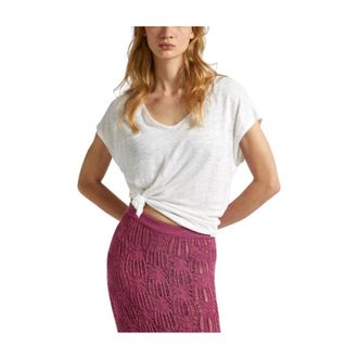 Pepe Jeans London Lottie Leinen T-Shirt - - Tops - Damen - Wei&szlig; - L