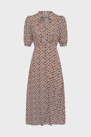 Gerard Darel Robe midi cintr&eacute;e imprim&eacute;e - AUREMA - Ecru