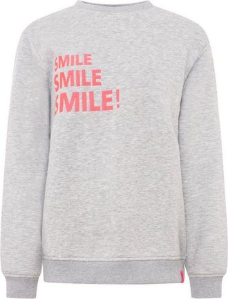 Zwillingsherz Hoodie Smile Smile Smile Rundhals, Stickerei in Neon, fr&ouml;hliche Botschaft
