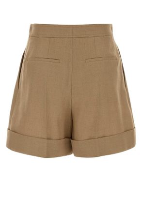 Valentino Garavani Womens Biscuit Viscose Blend Shorts Beige Flax (or Linen)