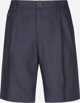 Dolce & Gabbana Bermudas Aus Leinen - Mann Hosen Und Shorts Blau 54