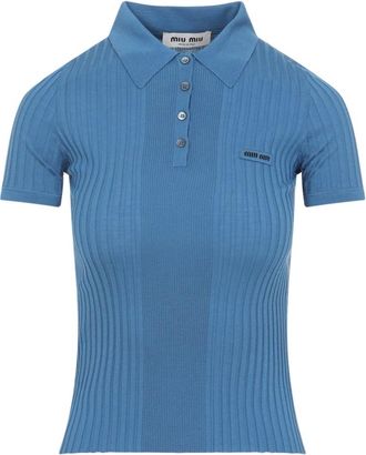 Miu Miu Damen, Oberteile, Blau, 2XSGr&ouml;&szlig;e