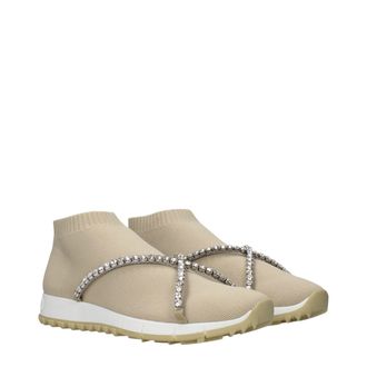 Jimmy Choo London Womens Beige Fabric Slip-On Loafers
