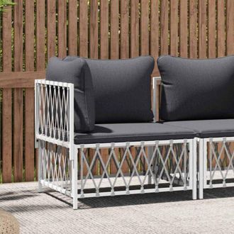 vidaXL Garten-Ecksofa mit Kissen Wei&szlig; Gewebe Vidaxl