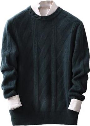 Generic Pull dhiver en laine &agrave; col rond pour homme, noir fonc&eacute;, Taille XL