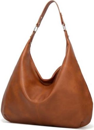 Hemobllo Sac Bandoulière Femme Rétro PU Marron Sac Fourre-tout Spacieux et Multifonction pour Shopping et Usage Quotidien