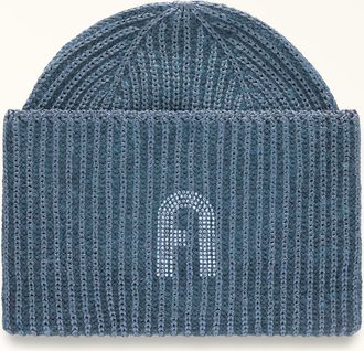 Furla Delizia M&uuml;tze Grigio Blu Lurex-woll-mischung + Strass Damen