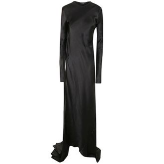 Ann Demeulemeester Demy X-Long Kleid mit hohem Schlitz und langen &Auml;rmeln - - Dresses - Damen - Schwarzk - XS