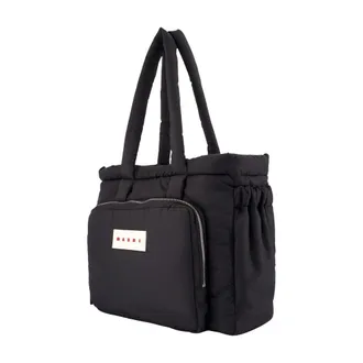 Marni Mens Puffy Quilted Tote Black Synthetic