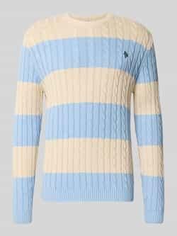 Review Slim Fit Strickpullover aus reiner Baumwolle mit Zopfmuster