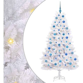 vidaXL K&uuml;nstlicher klappbarer Weihnachtsbaum Wei&szlig; 180 cm PVC und Stahl vidaXL