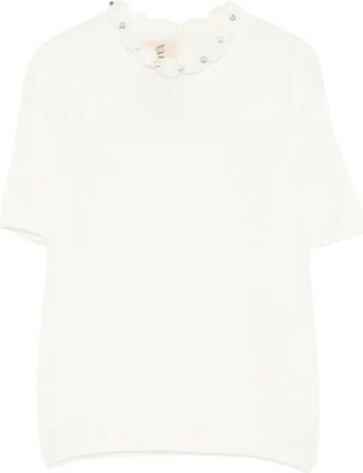 Valentino Garavani Femme, Pulls, Blanc, Taille: 44 FR Maille &agrave; col rond