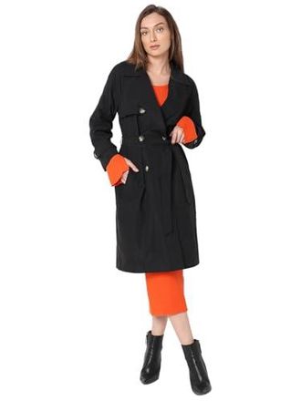 Vero Moda Trench Long Vmtessagold Coat, Noir, M Femme