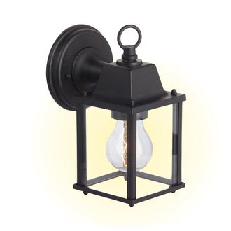 Brilliant Irvin Au&szlig;enwandleuchte Schwarz - h&auml;ngende Wandlampe mit IP23 - E27 Fassung f&uuml;r LED-Leuchtmittel - wetterfeste Au&szlig;enlampe aus Metall/Glas - f&uuml;r Hauswan