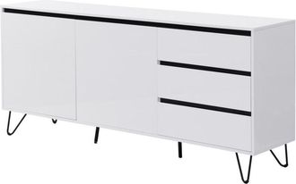 Pascal Morabito Pascal Morabito - Buffet avec 2 portes et 3 tiroirs en mdf et acier - Blanc et Noir - abuja de