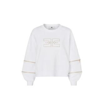 Elisabetta Franchi Logo Sweatshirt - - Sweatshirts & Hoodies - Damen - Wei&szlig; - S