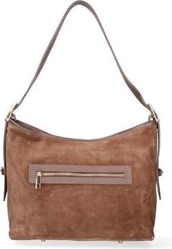 Gave Lux Sac à bandoulière pour femme en cuir véritable Made in Italy 31 x 26 x 11,5 cm, taupe, Taille unique