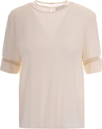 Fabiana Filippi Femme, Blouses et Chemises, Beige, Taille: 36 FR Top en cr&ecirc;pe de chine