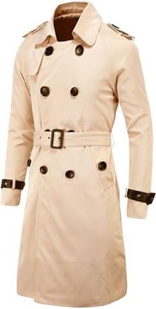 Generic Trench long &agrave; double boutonnage pour homme avec ceinture et revers - Style d&eacute;contract&eacute; - Style streetwear &eacute;l&eacute;gant, kaki, 4XL