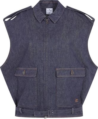 Courr&egrave;ges Femme, Vestes, Bleu, Taille: 36 FR Veste Bomber en Jean Sans Manches