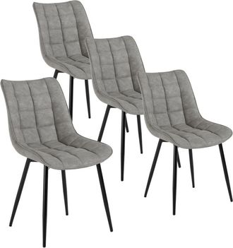 Woltu Lot de 4 Chaises de Salle &agrave; Manger WOLTU, Chaise de Cuisine, Assise rembourr&eacute;e en Similicuir &eacute;pais, Pieds en m&eacute;tal, Gris