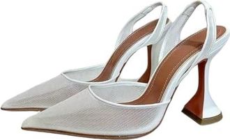 Generic YUJIEBB Sandales &agrave; talons hauts en maille transparente avec dentelle et sangle arri&egrave;re pour femme, blanc, 35.5 EU