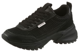 Calvin Klein Plateausneaker CALVIN KLEIN HIKE RUNNER LACEUP MESH, Damen, Gr. 37, schwarz, Lederimitat, Textil, Mesh, unifarben, Basic, Schuhe Plateausneaker, Chunk