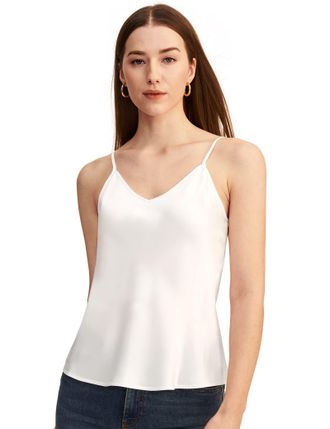 LilySilk Seidentop Sexy Seide Unterhemd Top Schlicht Trägertop Damen Camisole 100% Seiden Cami Tops Damentop Verpackung MEHRWEG(Elfenbein,XS)