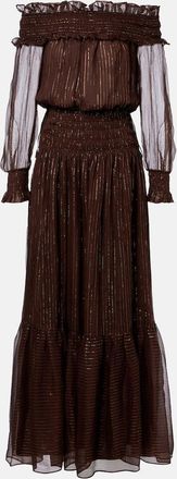 Self Portrait Robe longue en soie m&eacute;lang&eacute;e