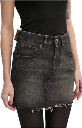 Maison Margiela Femme, Jupes, Gris, Taille: 40 FR Jupe en jean effiloch&eacute;e
