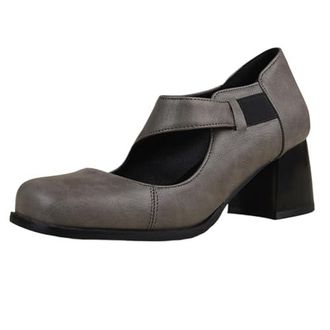 SJJH Chaussures Mary Jane pour femme avec talon compens&eacute;, talon bloc de 6 cm et barre &eacute;lastique, semelle en caoutchouc antid&eacute;rapante, pour le bureau et la 