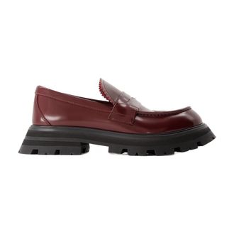 Alexander McQueen Womens Loafers Leather Dark Burgundy Shoes Flat-shoes