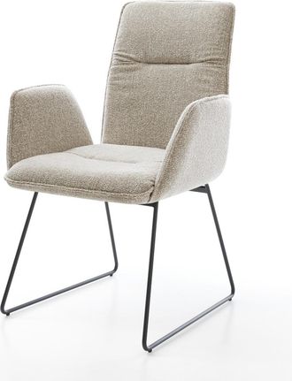 DELIFE Esszimmerstuhl Vinja-Flex Webstoff Soft Beige Kufengestell Schwarz, Esszimmerst&uuml;hle