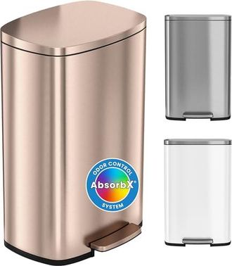 Itouchless SoftStep, halbrunder Trittabfalleimer für die Küche (50 L Fassungsvermögen), mit AbsorbX-Geruchsfiltersystem, für das Zuhause und das Büro, schließt u