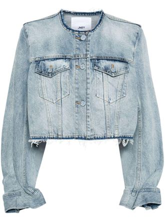 JNBY Cropped-Jeansjacke ohne Kragen - Blau
