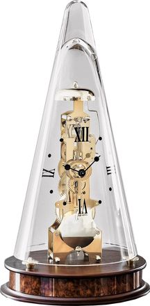 Hermle 22716-030791 Mechanische Tischuhr mit Verglasung, Nussbaum, Ø 18cm x 35cm