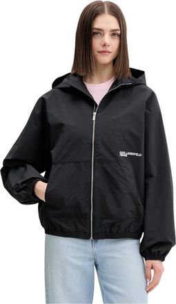 Karl Lagerfeld Femme, Vestes, Noir, Taille: 40 FR Veste coupe-vent &agrave; capuche