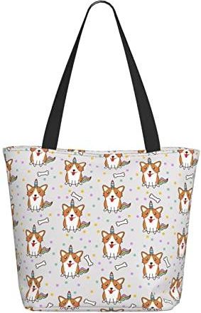 AOOEDM Cute Cartoon Licornes Corgi-Dogs Ladies Shopping Bag 13x11x7in.Le cadeau parfait pour la Saint-Valentin.Cest de la Saint-Valentin pour maman, fille, &eacute;
