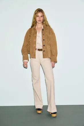 Gerard Darel Surchemise en cuir velours - TANAEL - Paille