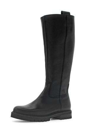 Gabor Stiefel GABOR DAVOS, Damen, Gr. 38, XL-Schaft, schwarz, Kalbsleder, unifarben, Schuhe, Blockabsatz, Langschaftstiefel in Komfortweite H (= sehr weit),