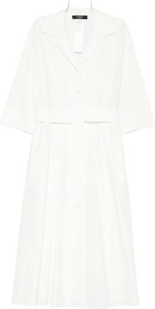 Max Mara Femme, Robes, Blanc, Taille: 38 FR Robe chemise midi en popeline de coton